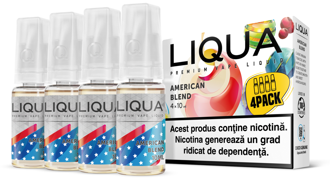 Liqua 4pack American Blend, 4 x 10 ml, cu 6/12 mg nicotina - Vapi.ro