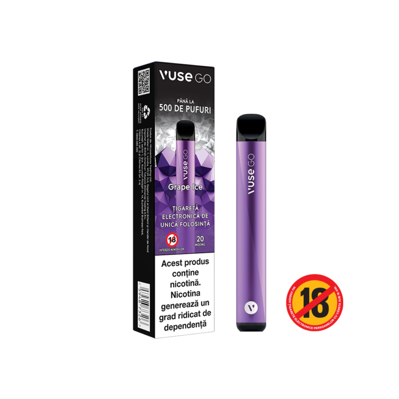 Vuse GO, vape bar, Grape Ice, 700 pufuri, cu nicotina 20mg - Vapi.ro