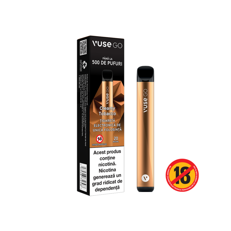 Vuse GO, vape bar, Creamy Tobacco, 700 pufuri, cu nicotina 20mg - Vapi.ro